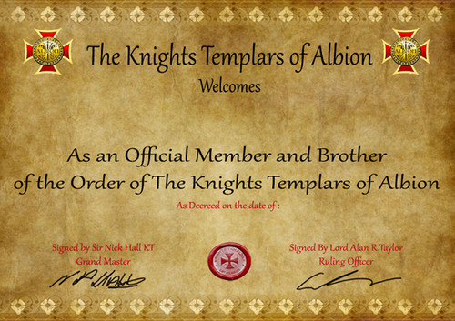Replacement Membership Certificate | The Knights Templars