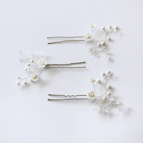 Eve Set of 3 Hair Pins | Bridal Hair Pins | Deborah K Design