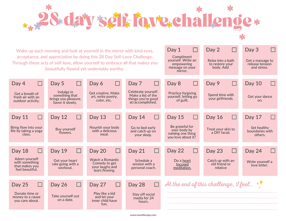 28 Day Self-Love Calendar | Nuna Therapy