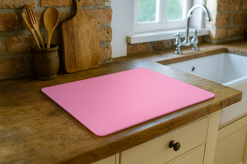 Soft Pink Glass Worktop Saver | Pearl Glass
