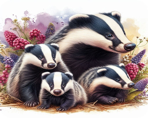 On the Farm Badger Family Glass Worktop Saver | Pearl Glass