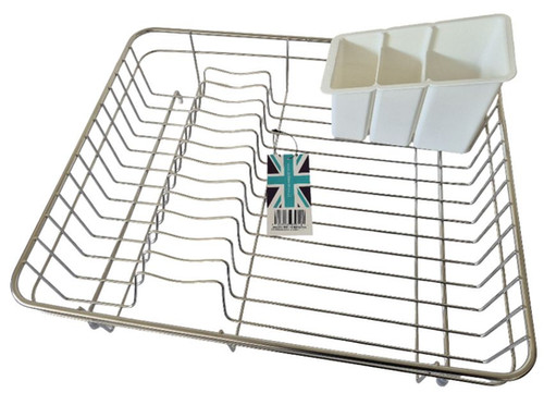 Large Stainless Steel Dish Drainer with White Cutlery Drainer ...