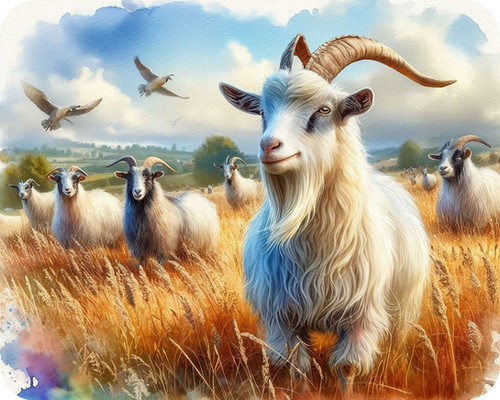 On the Farm White Goats Glass Worktop Saver | Pearl Glass