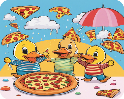 Pizza Loving Ducks Glass Worktop Saver | Pearl Glass