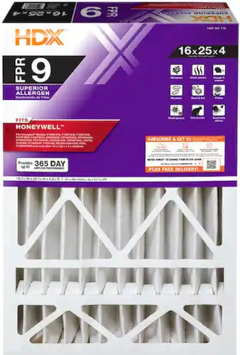 HDX 16 in. x 25 in. x 4 in. Honeywell Replacement Pleated Air Filter ...