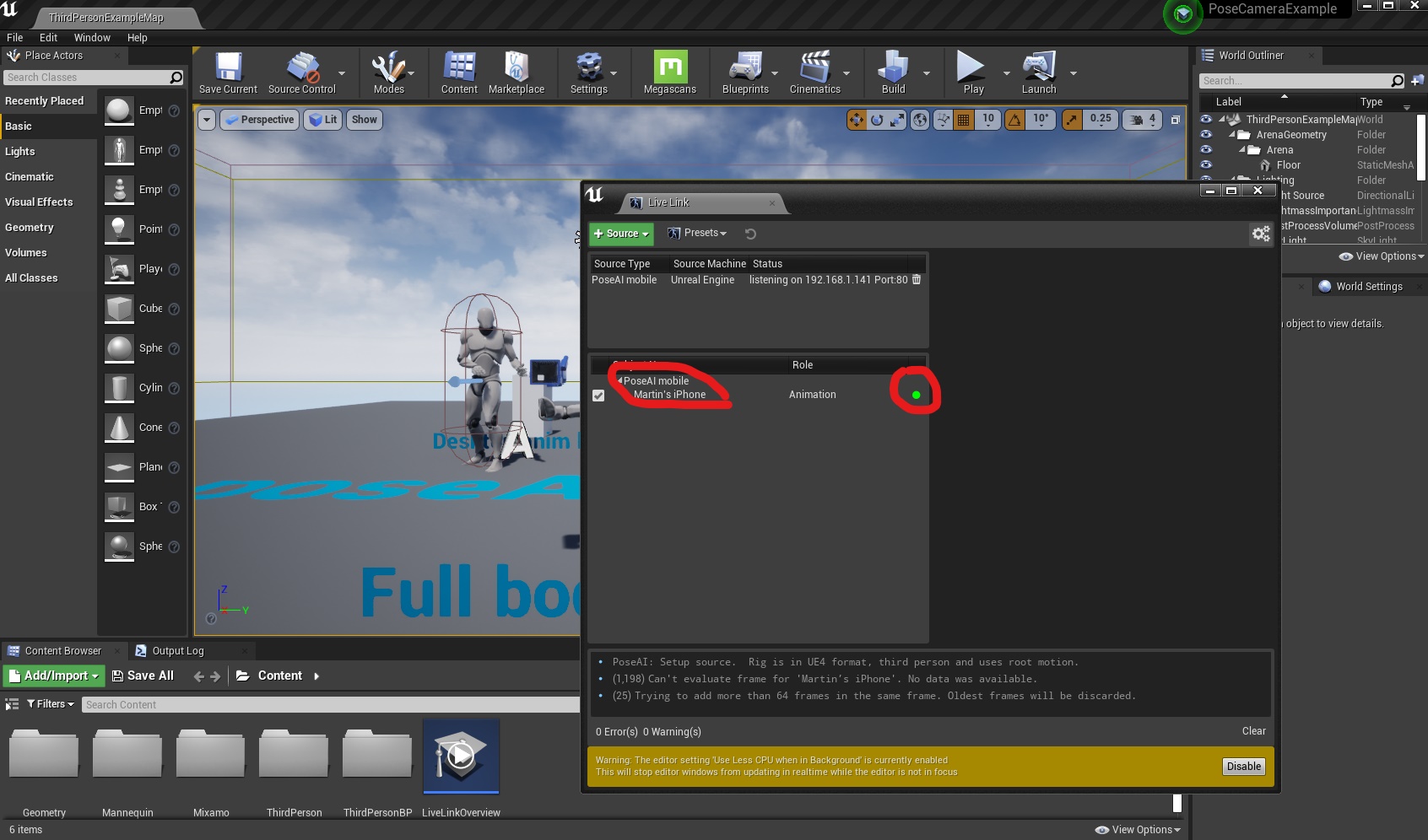 Walkthrough of the UE4 Example — PoseAI 1.0 documentation