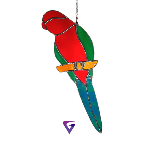 King Parrot leadlight suncatcher - medium | Volcania Art Glass