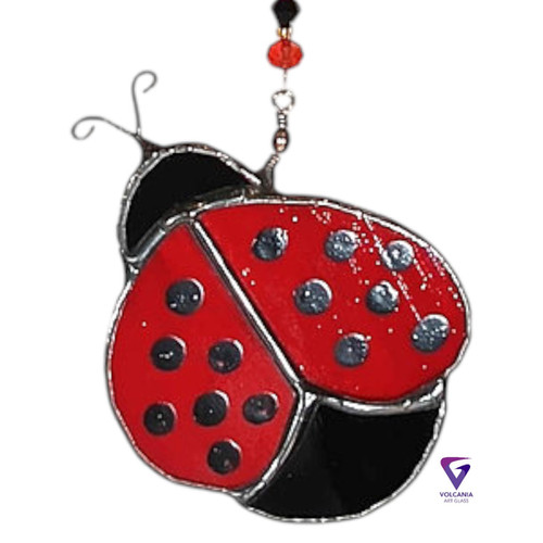 Ladybird leadlight / stained glass suncatcher - small | Volcania Art Glass