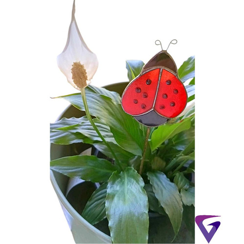 Ladybird leadlight suncatcher / plant minder | Volcania Art Glass