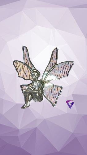 Sitting Tinkerbell stained glass / leadlight suncatcher-iridized stream ...