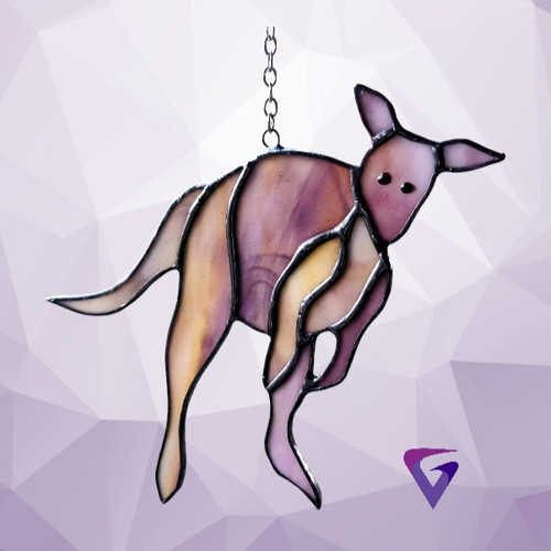 Kangaroo stained glass / leadlight suncatcher | Volcania Art Glass