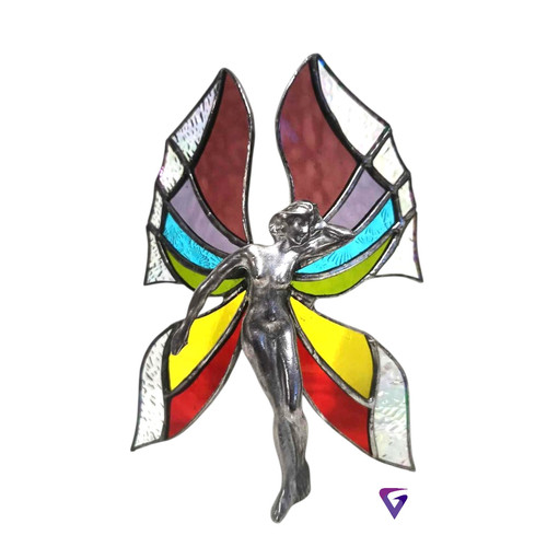Art Deco Butterfly Lady / Fairy leadlight suncatcher-rainbow | Volcania ...