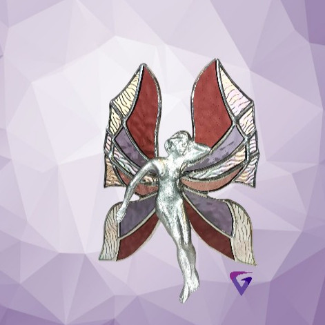 Art Deco Butterfly Lady / Fairy leadlight suncatcher-purple | Volcania ...