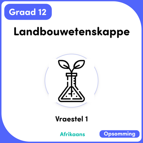 Gr 12 Landbouwetenskappe Vr1 [Afrikaans] | Testpapers