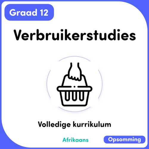 Gr 12 Verbruikerstudies [Afrikaans] | Testpapers