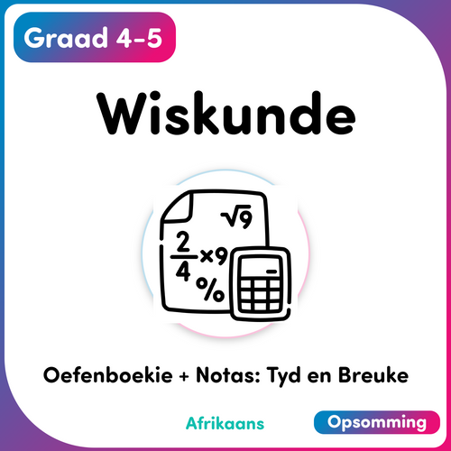 Gr 4-5 Wiskunde Tyd & breuke [Afrikaans] | Testpapers