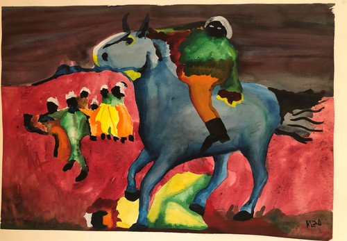 Equestrian riot scene yellow man | Mysite