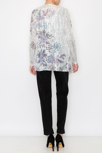 Floral Silver Sequin Jacket | Odeon By Kris