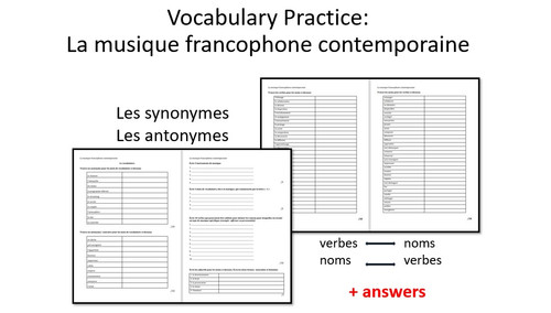 Vocab-Revision-La musique | Laprofdefrancais