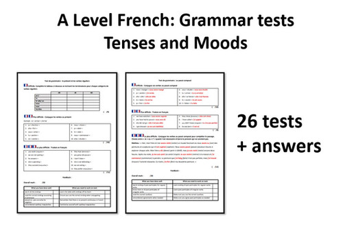 Grammar Tests- Tenses and Moods | Laprofdefrancais