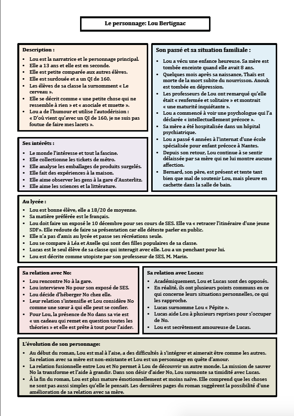 No et Moi: Revision/ Summary Sheets | Frenchresources