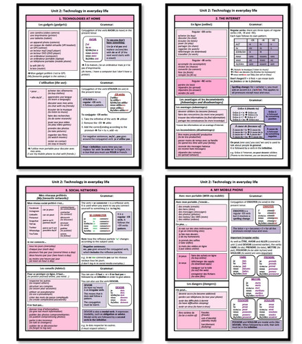 GCSE- Unit 2- Summary Sheets | Laprofdefrancais