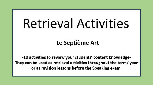 Retrieval Practice- Septième Art | Laprofdefrancais