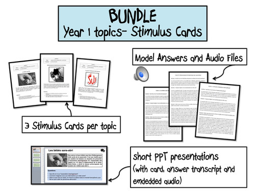 BUNDLE-Stimulus Cards/ Model Answers and Audio-Y1 | Laprofdefrancais