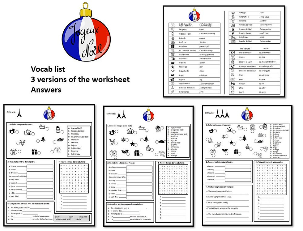 Noël- Worksheet- French resource