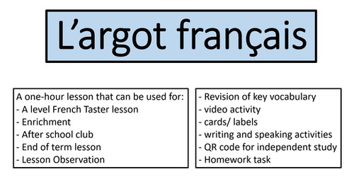 A Level Taster Lesson- L'Argot | Laprofdefrancais