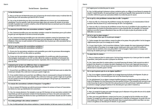 Unit 6- Questions and Model Answers | Laprofdefrancais