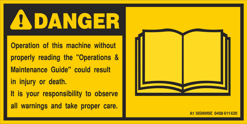 Read Operators Manual Before Operating - 120mm Wd x 60mm Ht | A1 ...