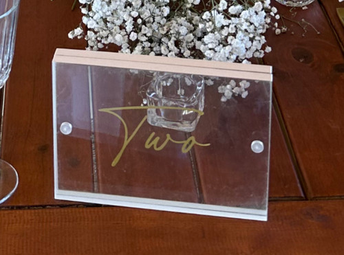Gold & Clear Perspex Table Numbers | The White Place