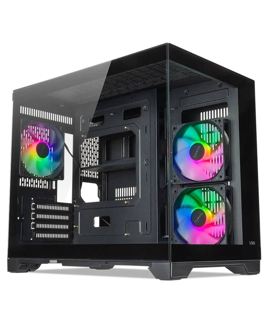 Tecware VXN EVO BLACK Dual-Chambered MATX w/ 3x ARGB Mobo Sync Case ...