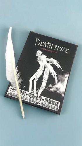 Death Note Anime Notebook A5 with a feather pen and bookmark | kpopsensei