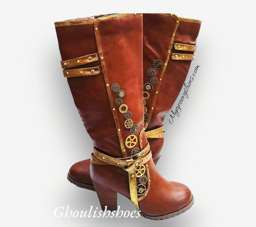 Original steampunk cog boots | Ghoulish Shoes