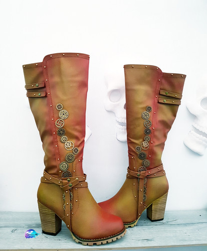 Blood lust steampunk cog boots | Ghoulish Shoes