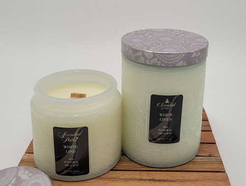 "White Linen" Fragrance Soy Candle 17 & 10oz. | Scented Paths