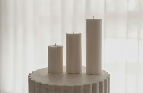 Column Pillar Candle Trio | Velvet Moss