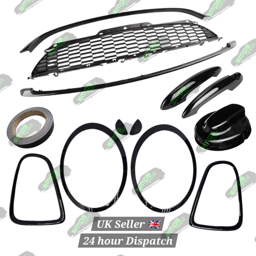 MINI R56 Cooper S JCW Full DeChrome Gloss Black Out Trim Kit Covers ...