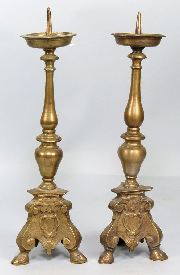 Pair of brass candlesticks, 17th century (Q23) | jimwuerstlin