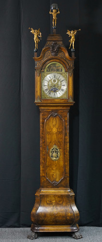 Dutch longcase clock with full calendar & rocking ships automata, 18th ...