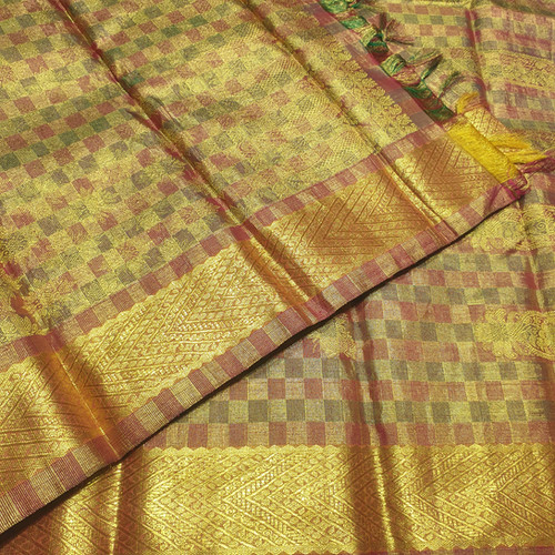 Tissue Jari Kattam With Gold Jari Border Wedding Silk Sarees | Komathi ...