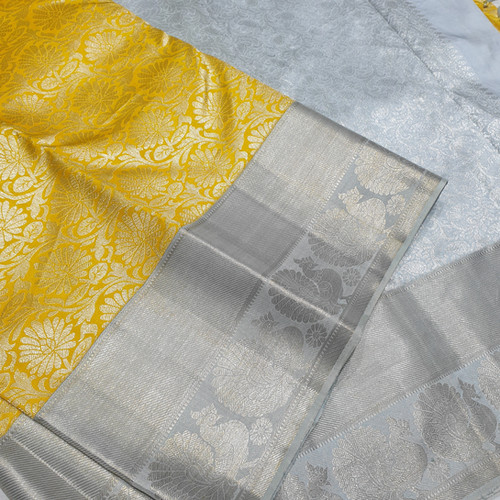 Yellow Coloured With Silver Jari Border Traditional Silk Sarees ...
