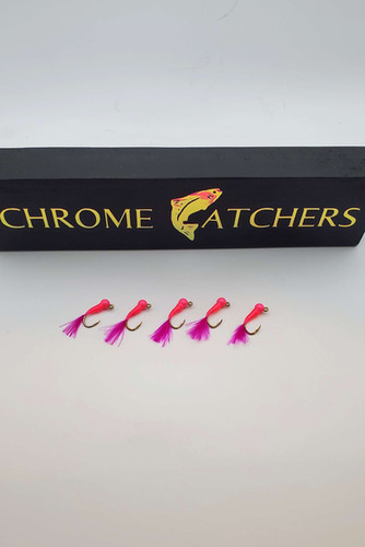 Pink Rose Tail Tungsten Kokanee Jigs $3.50 each (size 10) | Chrome Catchers