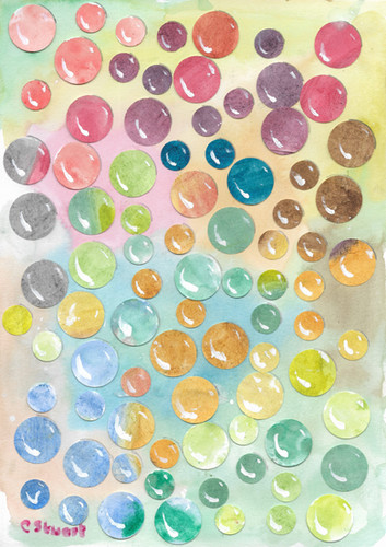 Bubbles collage original painting | Stuart Glass Art