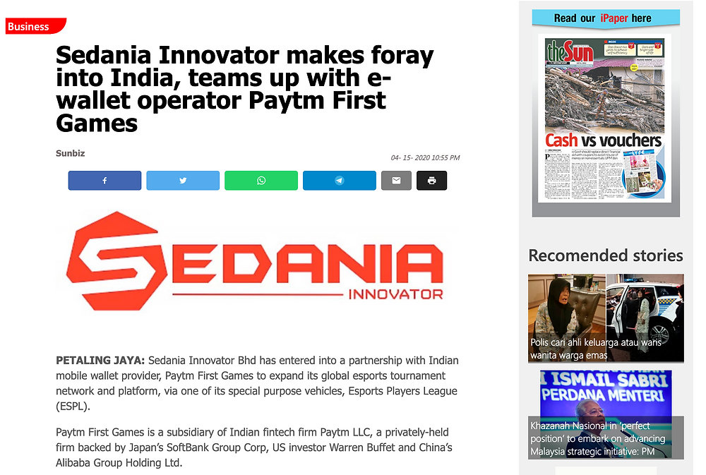 Sedania Innovator makes foray into India, teams up with e-wallet ...