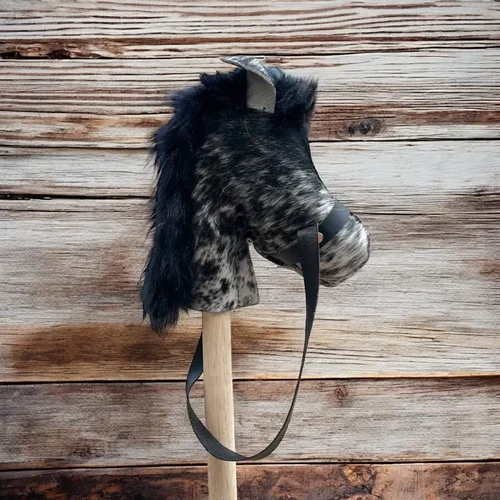 Cowhide & Wood Stick Horse | Lasso Looks Boutique