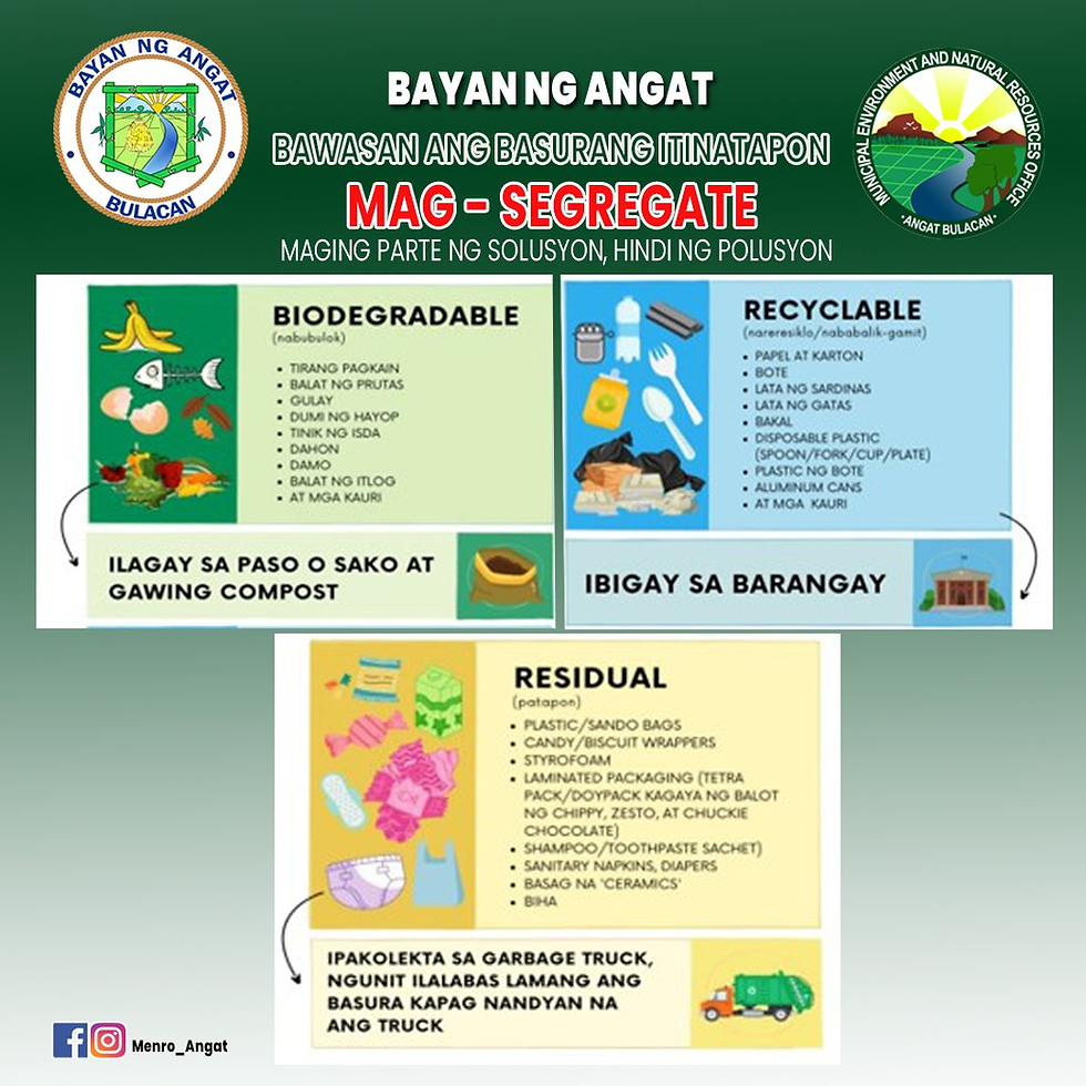 Bawasan ang basurang itinatapon mag SEGREGATE, Maging parte ng solusyon ...