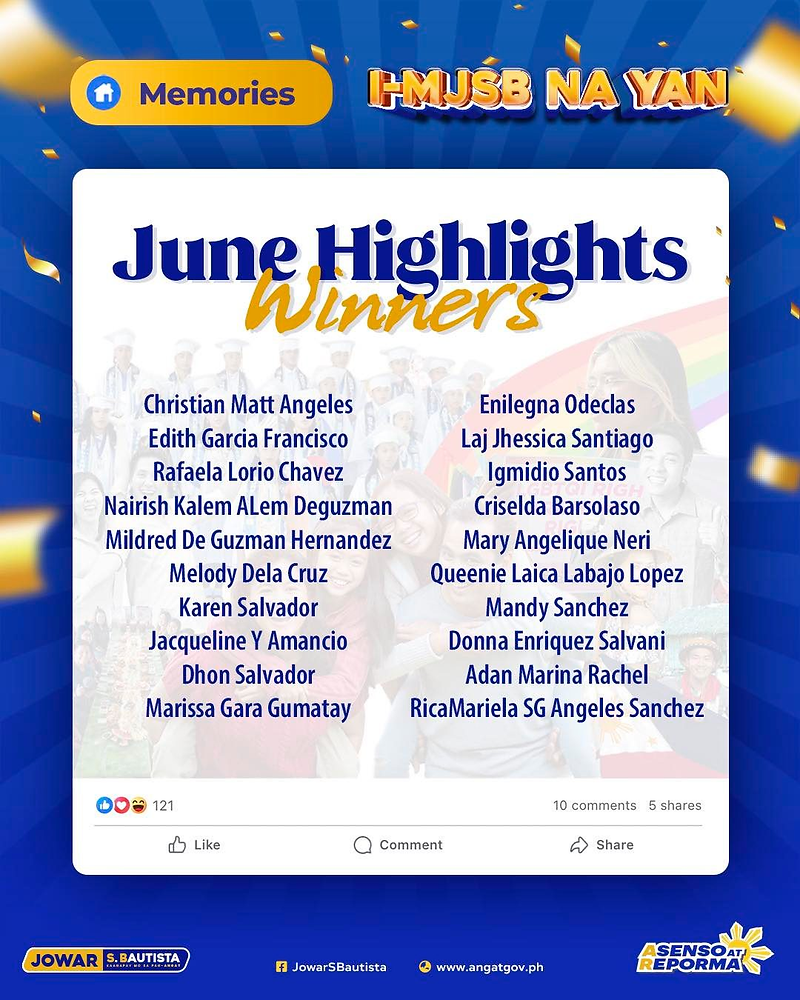 CONGRATULATIONS! “MONTH OF JUNE HIGHLIGHTS” WINNERS